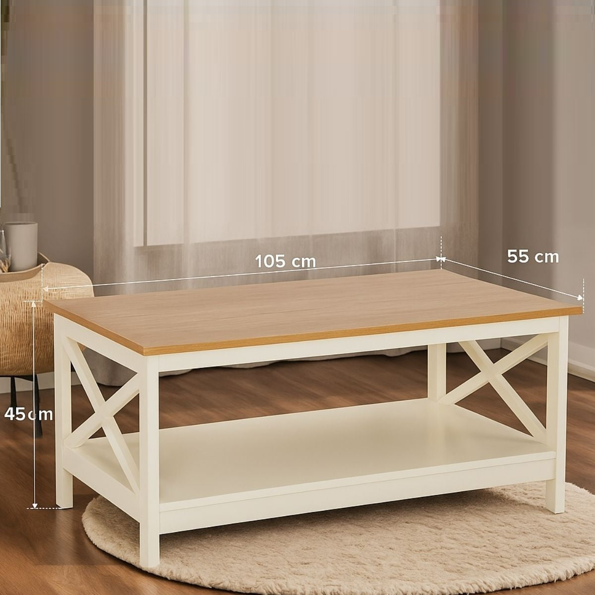 Mesa de Centro Rectangular Blanca Madera Vittoria – Mayorista Spacezat