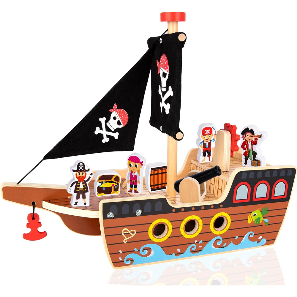 Barco Pirata de Madera Armable Juguete Didáctico 11 Piezas – Mayorista ...